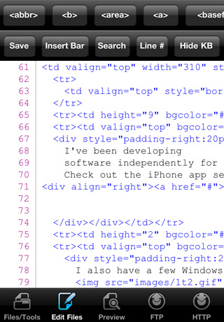 HTML Writer: Edit Web Pages From Your iPhone - FanAppic.com
